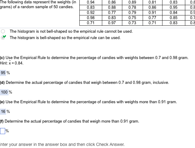 Solved The following data represent the weights (in grams) | Chegg.com
