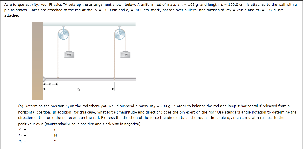 Solved As a torque activity, your Physics TA sets up the | Chegg.com