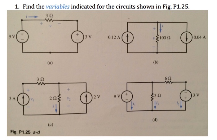 Solved Find the variables indicated for the circuits shown | Chegg.com