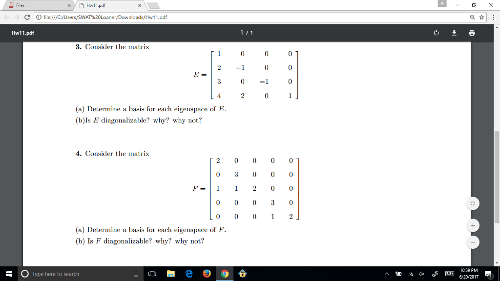 Solved Consider the matrix E = [1 2 3 4 0 -1 0 2 0 0 -1 0 | Chegg.com