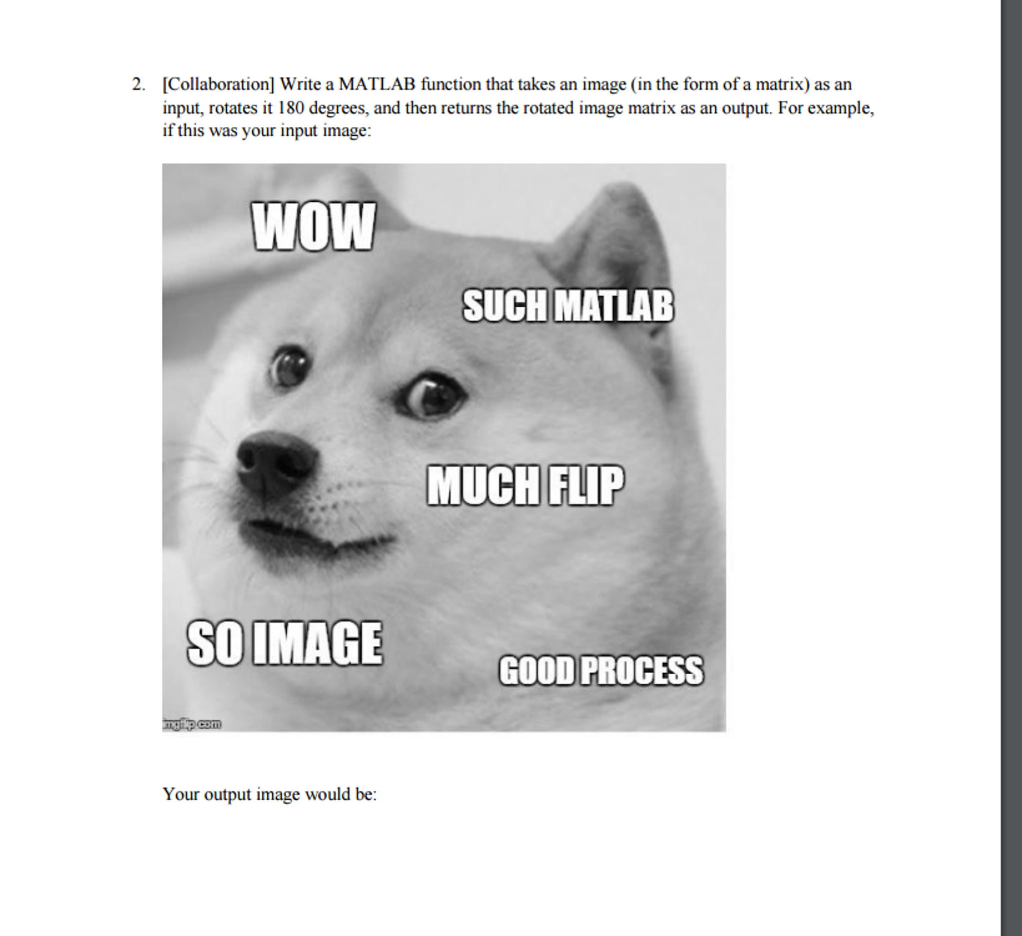 Solved Rotate an image 180 degrees in matlab using nested | Chegg.com
