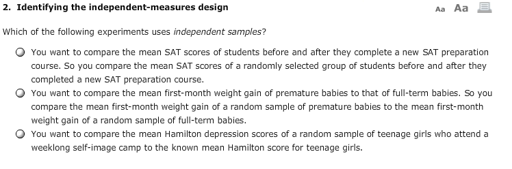 Solved 2. Identifying the independent-measures design AaAa? | Chegg.com