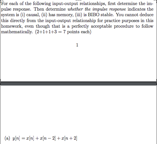 Solved For Each Of The Following Input Output Relationships