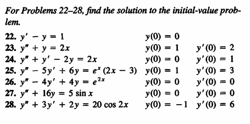 Solved For Problems 22-28, find the solution to the | Chegg.com
