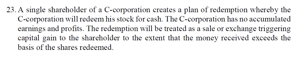 Solved A single shareholder of a C-corporation creates a | Chegg.com