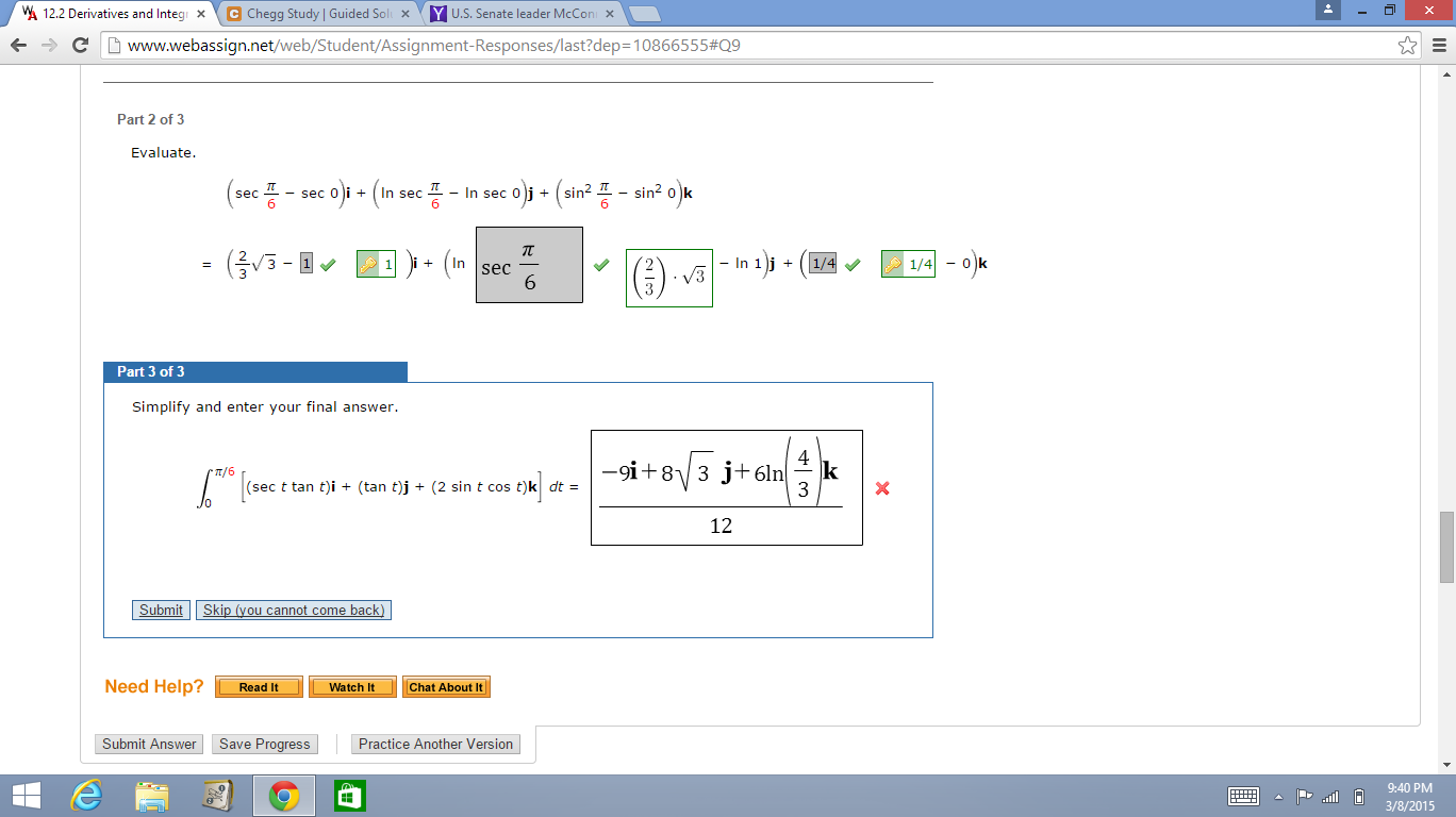 Solved Derivatives and Integrals of vector-valued | Chegg.com