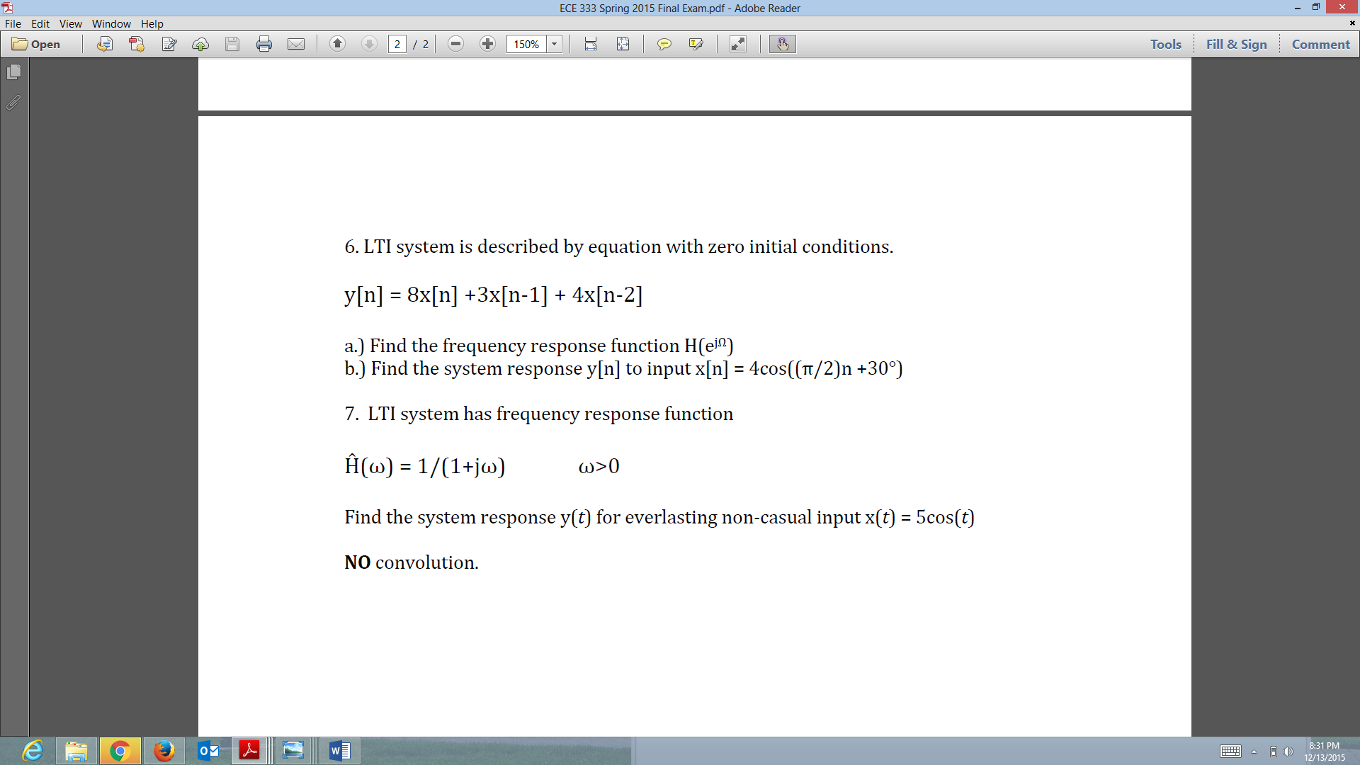 Solved LTI system is described by equation with zero initial | Chegg.com
