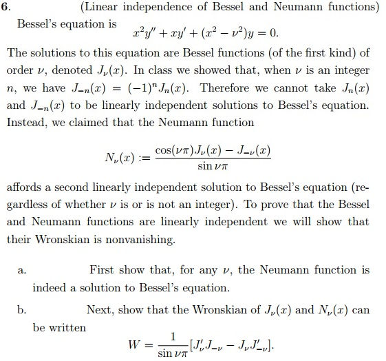 Bessel's equation is x^2y" +xy'+ (x^2 - v^2)y = 0. | Chegg.com