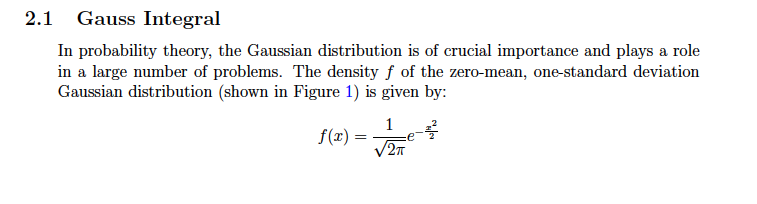 Solved 2.1 Gauss Integral In probability theory, the | Chegg.com