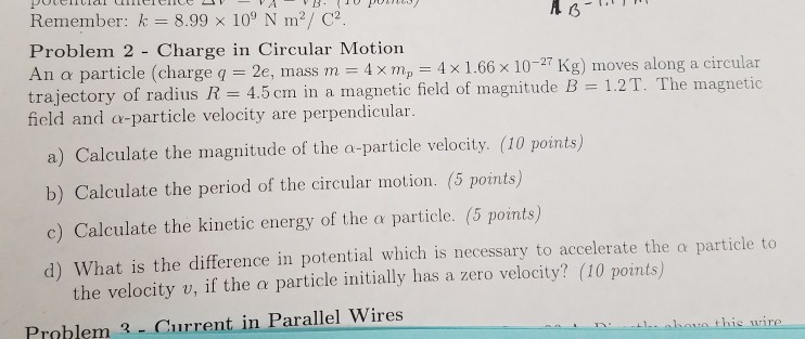 Solved Charge in Circular Motion An alpha particle (charge | Chegg.com