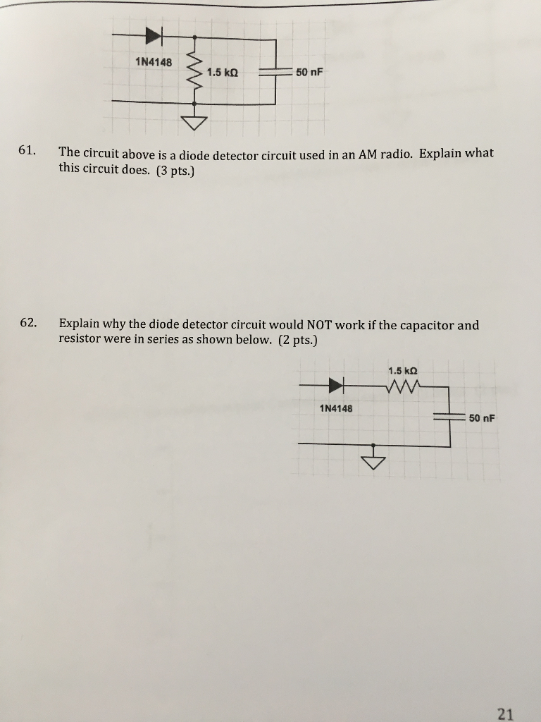Solved 1N4148 1.5 kQ 50 nF The circuit above is a diode | Chegg.com