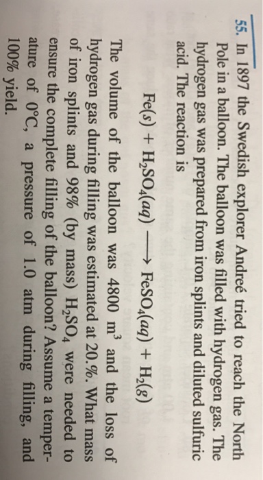 Solved In 1897 the Swedish explorer Andree tried to reach | Chegg.com