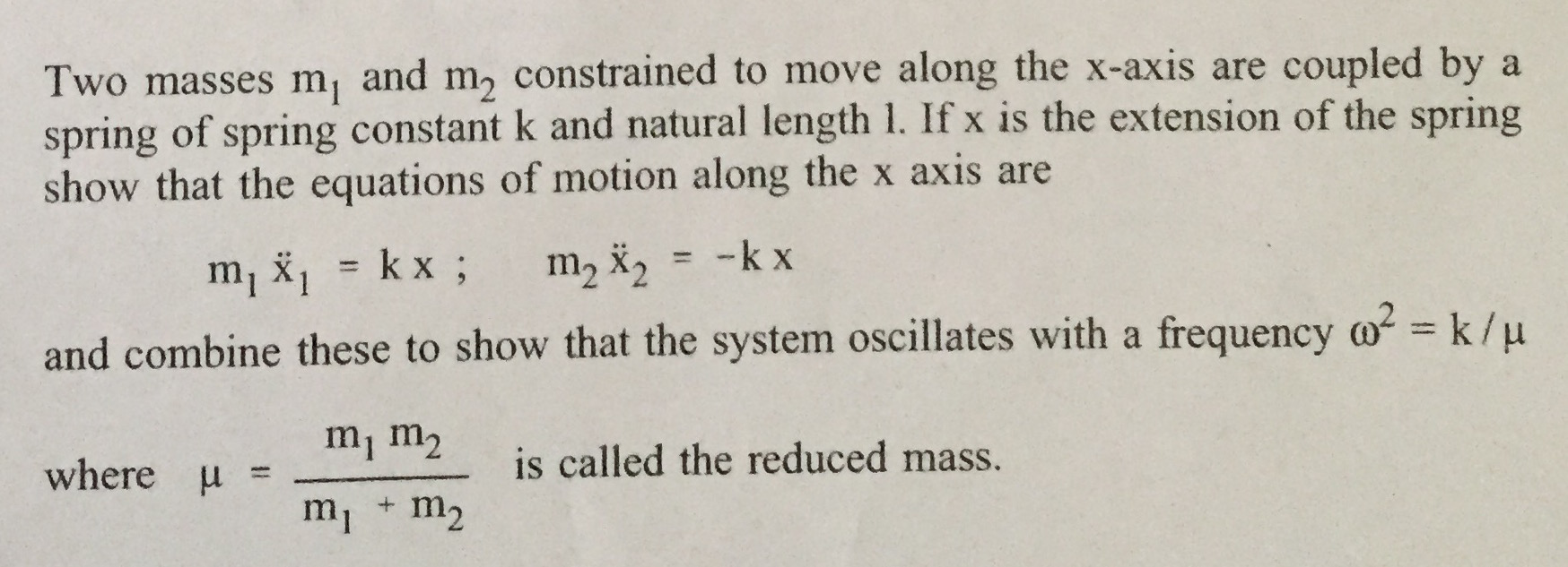 Solved Two masses m_1 and m2 constrained to move along the | Chegg.com