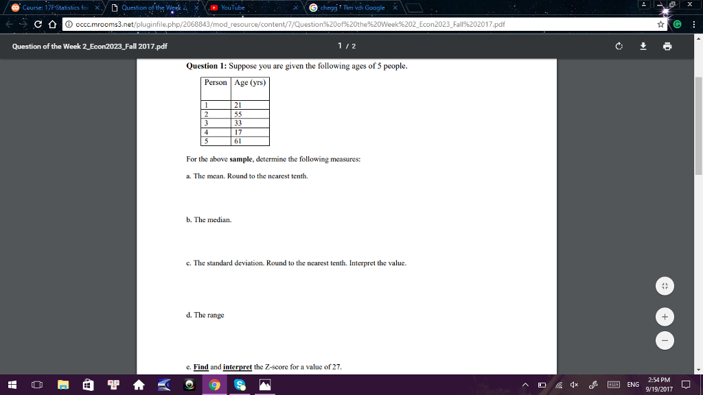 Solved O curse: 17F-statistics for D Question ofthe Week 2 | Chegg.com