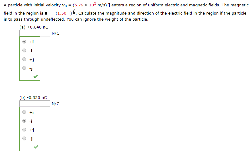 Solved A particle with initial velocity v_0 = (5.79 times | Chegg.com