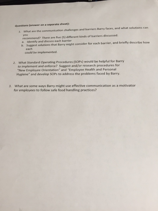Solved 310 Business Communication Case Study Barry and | Chegg.com