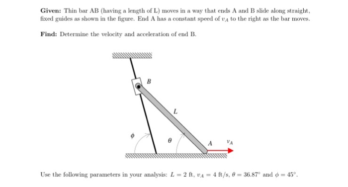 Solved Given: Thin bar AB (having a length of L) moves in a | Chegg.com Solved Given: Thin bar AB (having a length of L) moves in a | Chegg.com