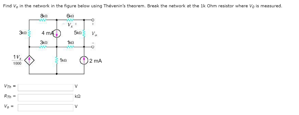 Solved Find Vo in the network in the figure below using | Chegg.com
