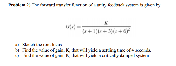 Solved Problem 2 The Forward Transfer Function Of A Unity 