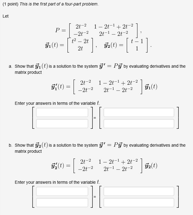 Solved This is the first part of a four-part problem. Let P | Chegg.com