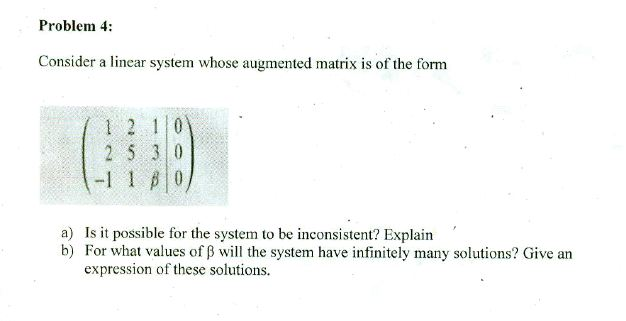 Solved Consider A Linear System Whose Augmented Matrix Is Of