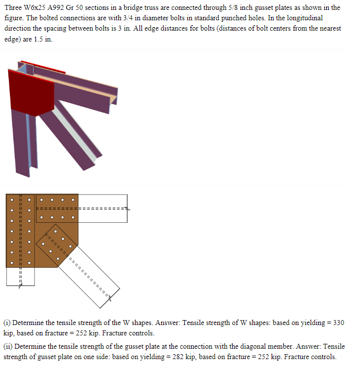 Three W6x25 A992 Gr 50 sections in a bridge truss are | Chegg.com