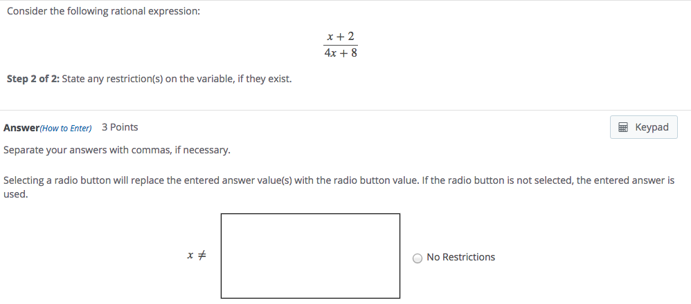 Solved Consider the following rational expression: x+2 4x 8 | Chegg.com