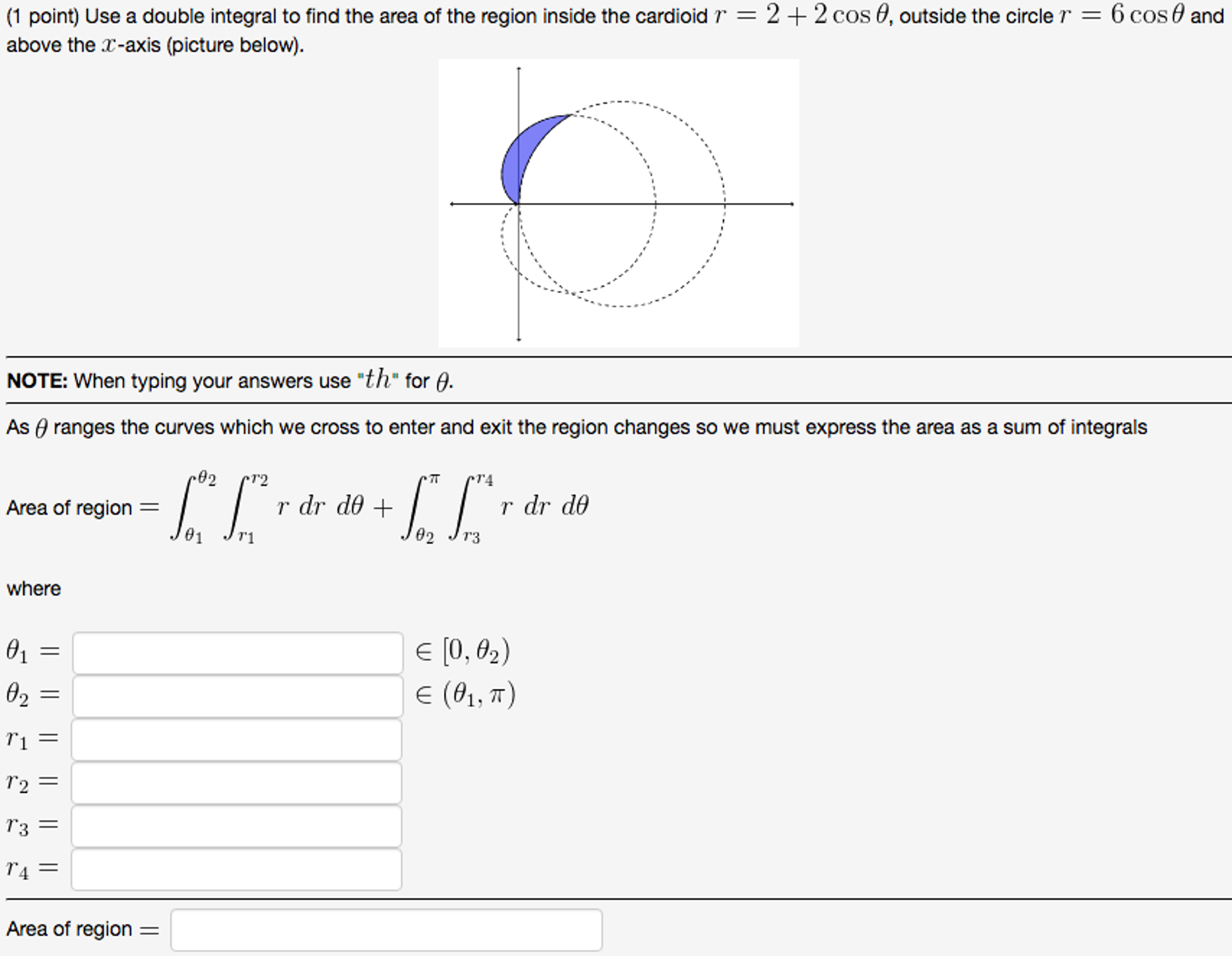 Solved Use a double integral to find the area of the region | Chegg.com