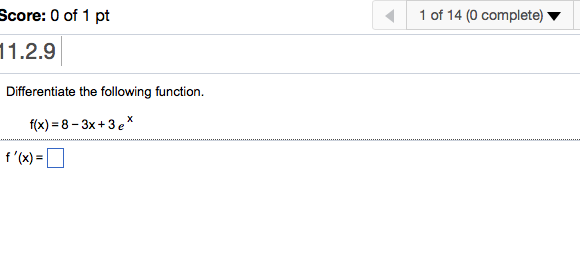Solved Differentiate the following function. f(x) = 8 - 3x + | Chegg.com