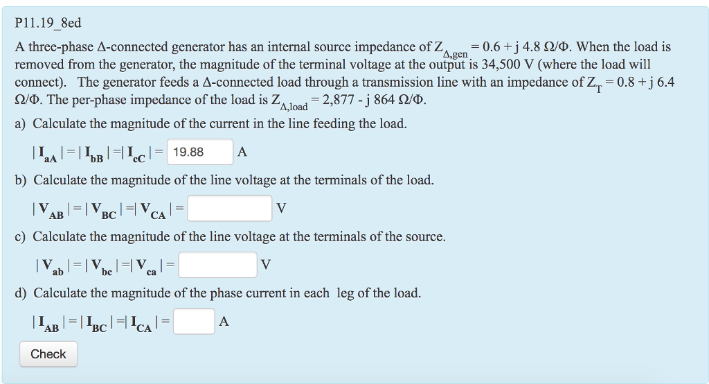 Solved A three-phase delta-connected generator has an | Chegg.com