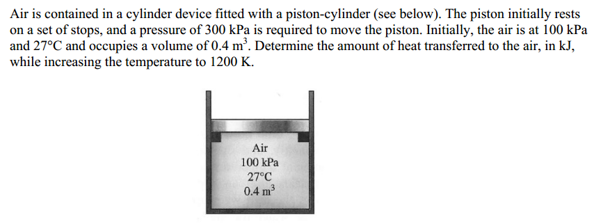 Solved Air is contained in a cylinder device fitted with a | Chegg.com