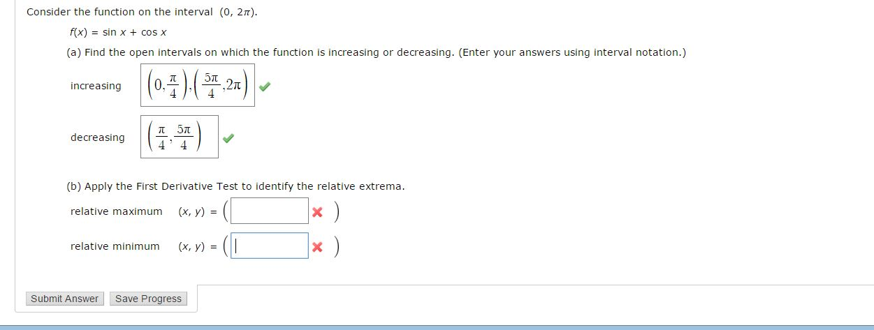 Solved Consider the function on the interval (0, 2 pi). f(x) | Chegg.com