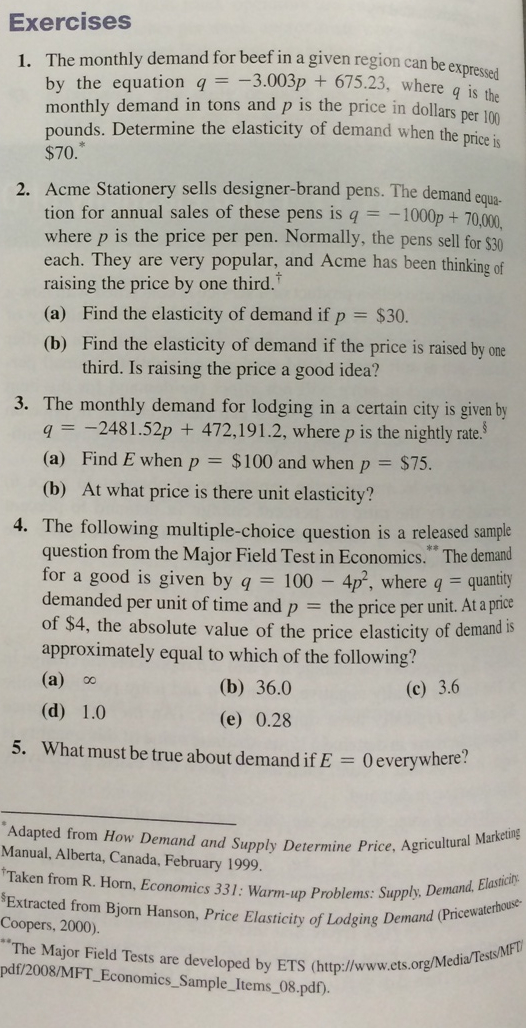 Solved Exercises 1. The monthly demand for beef in a given | Chegg.com