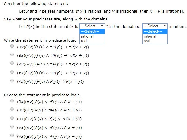 Solved Consider the following statement. Let x and y be real | Chegg.com