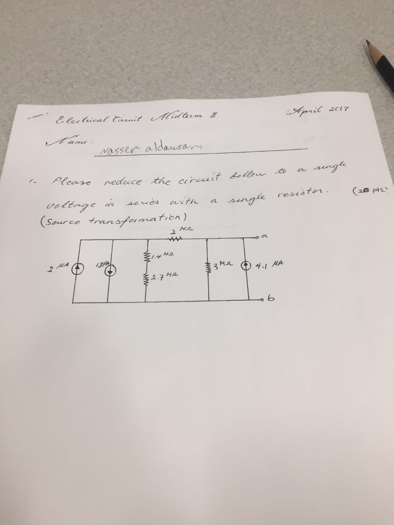 Solved Reduce the circuit below to a single voltage in | Chegg.com