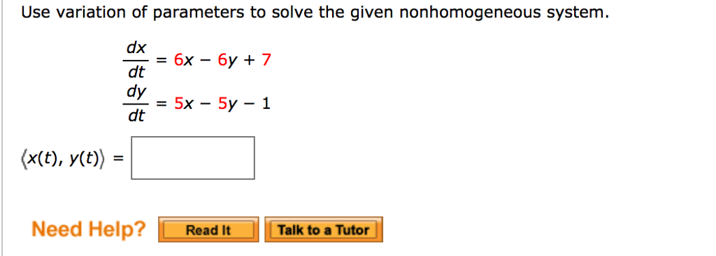 Solved Use variation of parameters to solve the given | Chegg.com