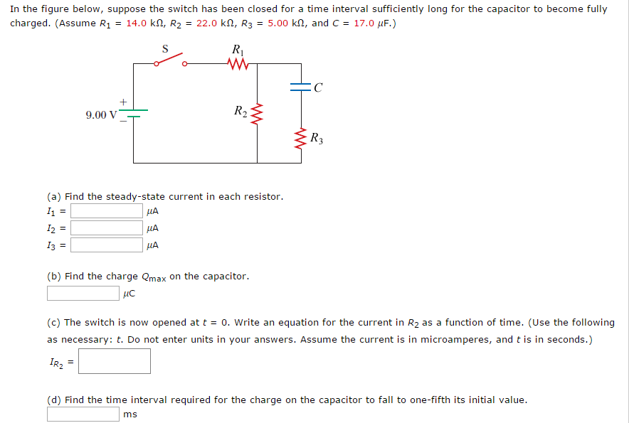 Solved In the figure below, suppose the switch has been | Chegg.com