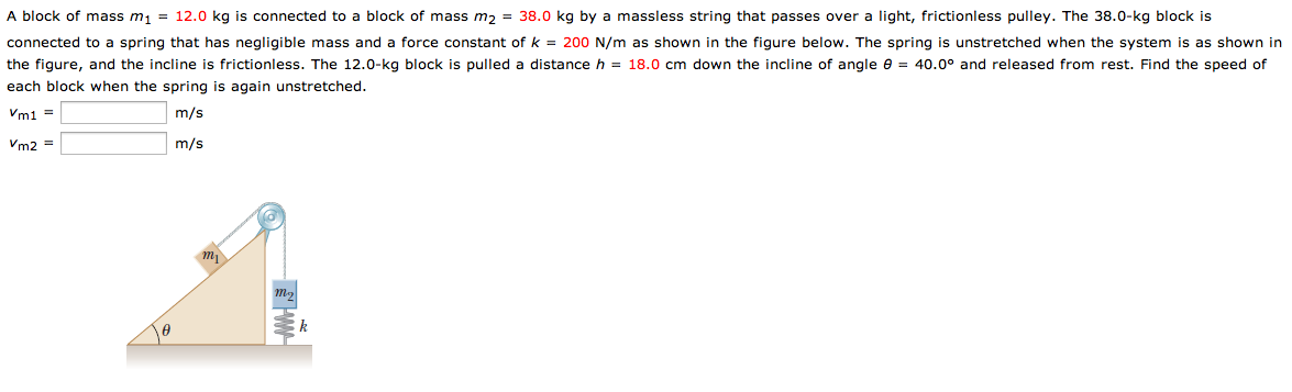 Solved A block of mass m1 = 12.0 kg is connected to a block | Chegg.com