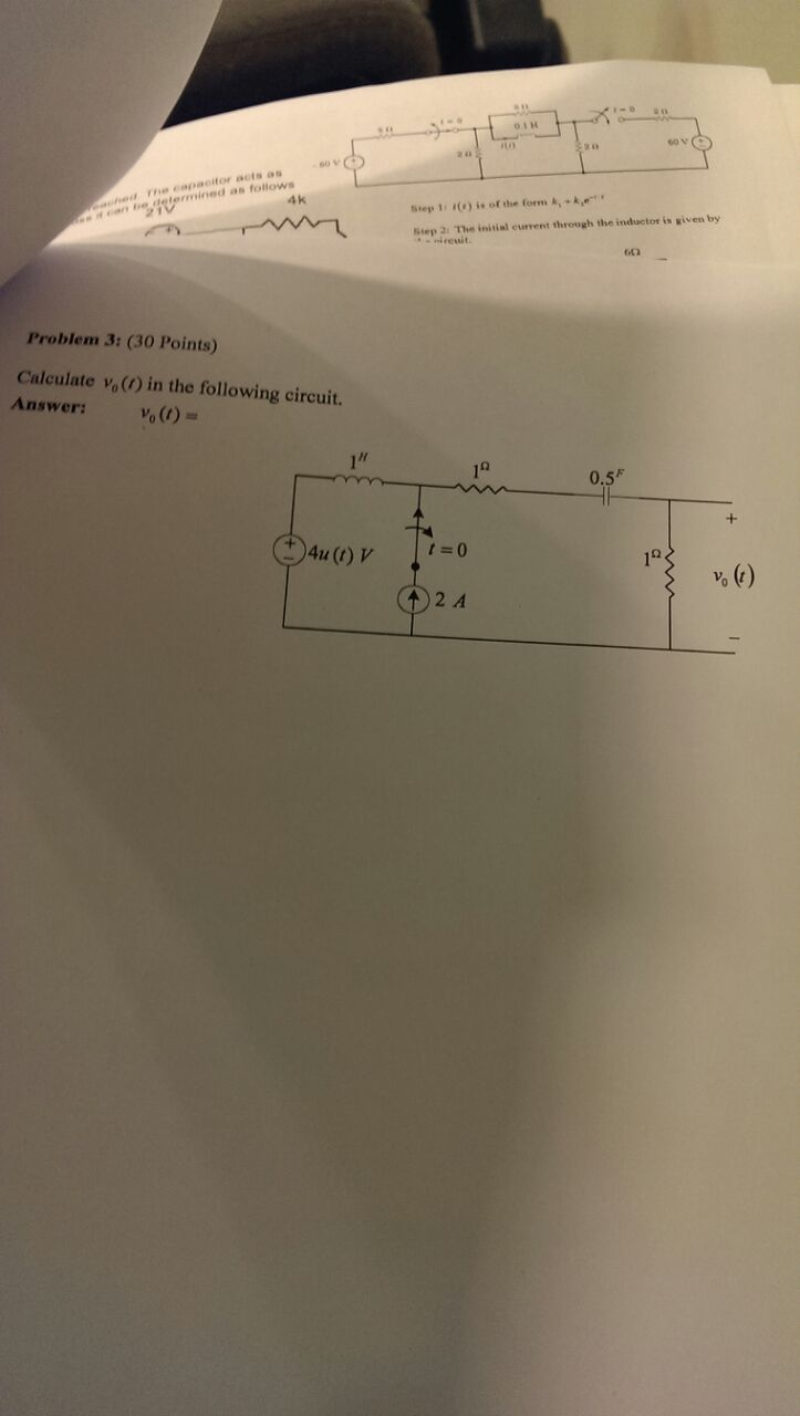 Solved problem 3: Calculate vo (t) in the following circuit. | Chegg.com Solved problem 3: Calculate vo (t) in the following circuit. | Chegg.com