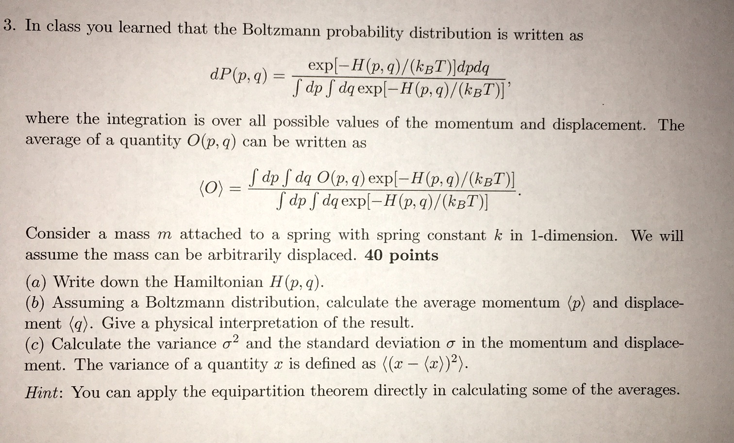 Solved In class you learned that the Boltzmann probability | Chegg.com