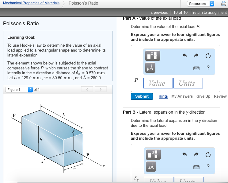 Solved Mechanical Properties of Materials Poisson's Ratio | Chegg.com
