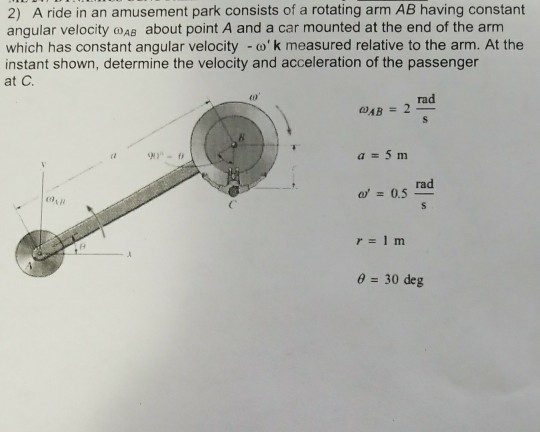 Solved 2) A ride in an amusement park consists of a rotating | Chegg.com