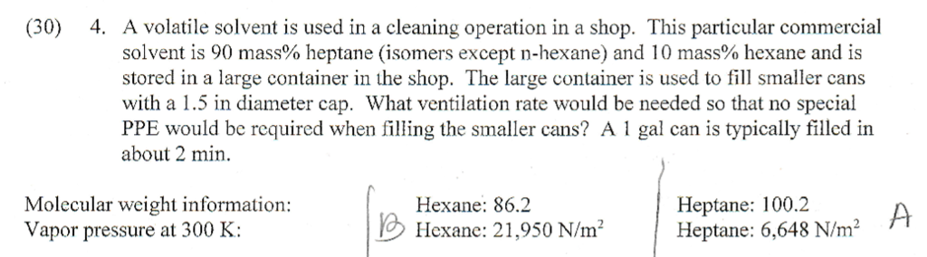 Solved A volatile solvent is used in a cleaning operation in | Chegg.com