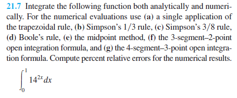 Solved Integrate the following function both analytically | Chegg.com