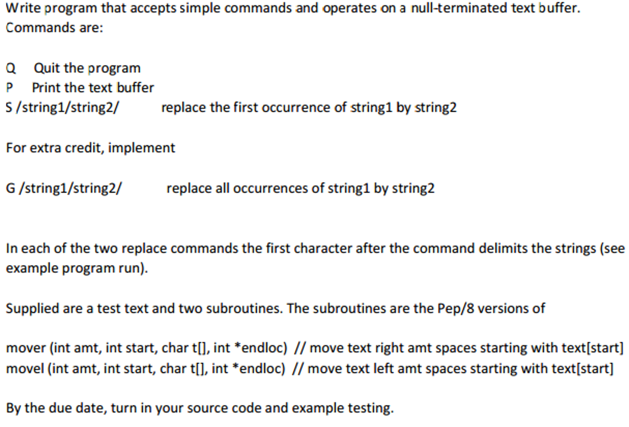 Assembly Code PEP/8 program the given movr, and | Chegg.com