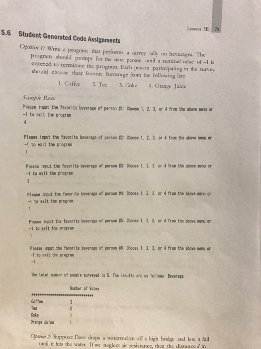 Solved Lesson 5B 5.6 Student Generated Code Assignments | Chegg.com