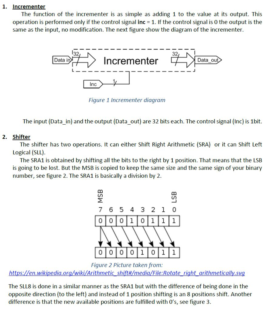 1. Incrementer The function of the incrementer is as | Chegg.com