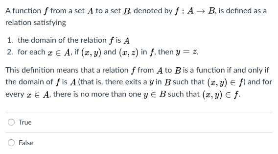 Solved A function f from a set A to a set B, denoted by f : | Chegg.com