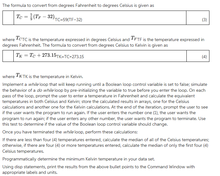 Solved The formula to convert from degrees Fahrenheit to | Chegg.com