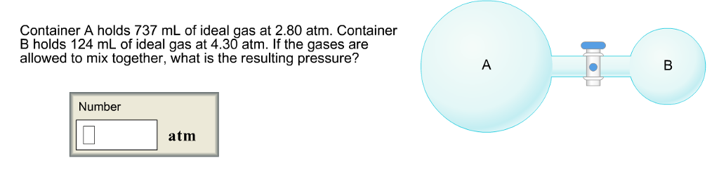 Solved Container A holds 737 mL of ideal gas at 2.80 atm. | Chegg.com